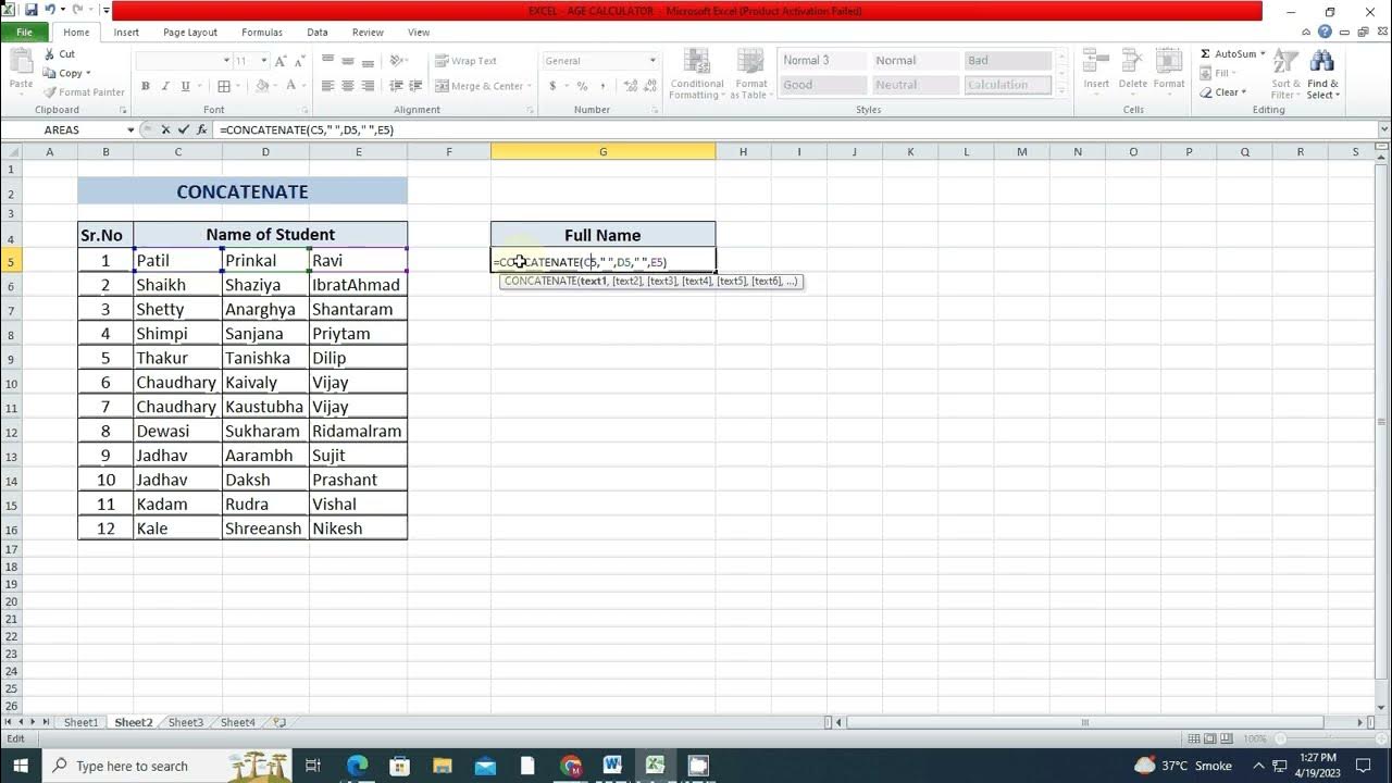 CONCATENATE - EXCEL - YouTube