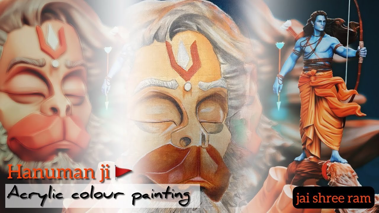 How to do Acrylic painting step by step //Hanumanji and Ramji🚩// Part-1 ...