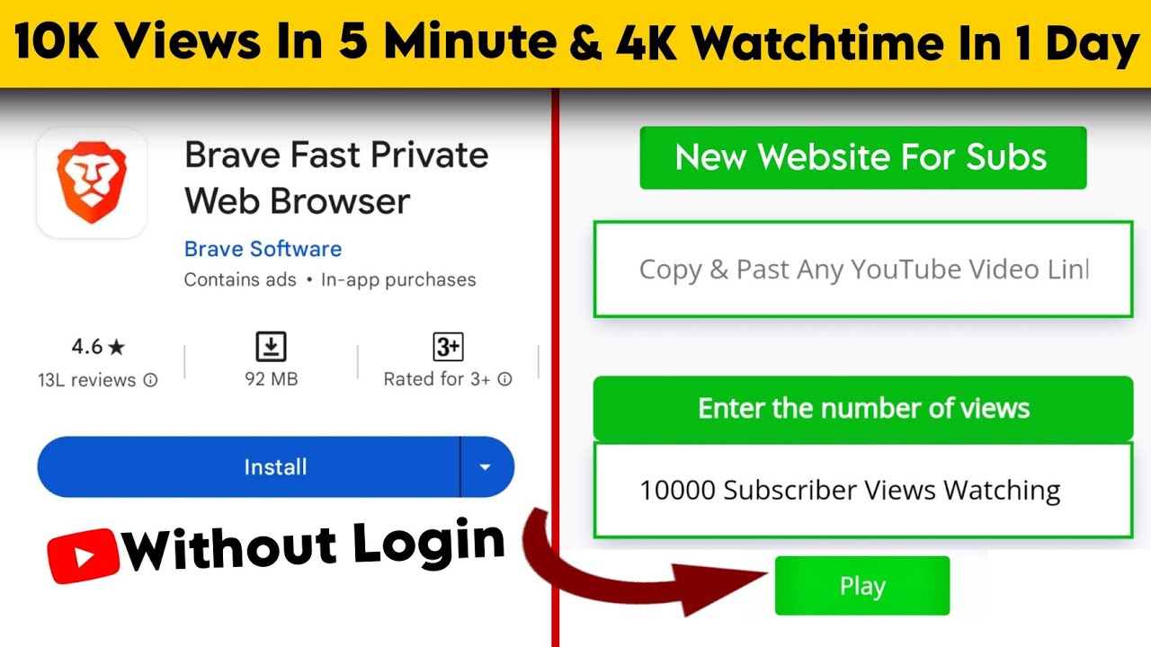 4000 Hours Watchtime & 10k To 15k Views Subs In 5 Minute - Without App ...