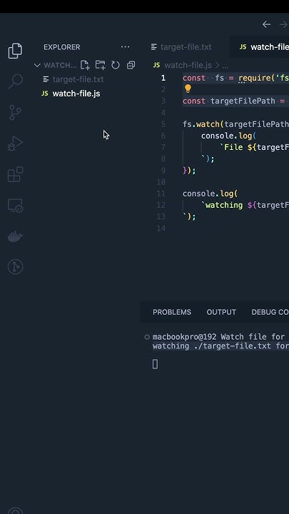 Node.js watching file for change detection using fs.watch #nodejs #javascript - YouTube