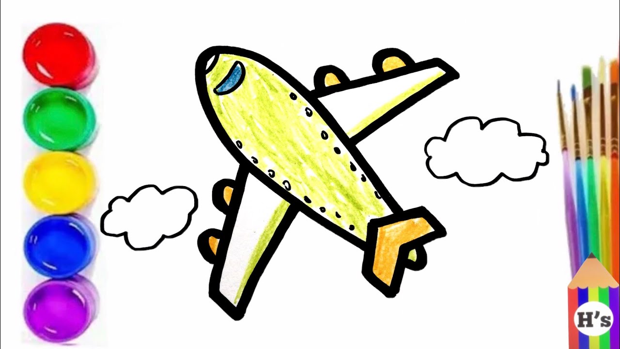 How To Draw a Cute Airplane | рисунок самолет для детей | Bolalar uchun ...