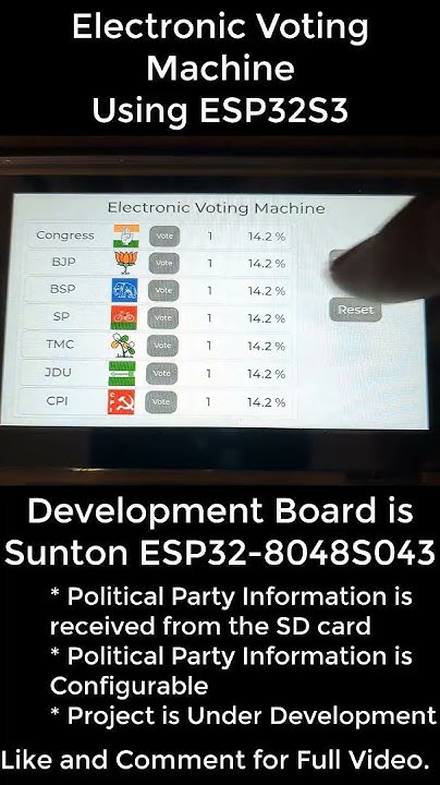 Esp32 Based Electronic Voting Machine Using Lvgl Esp32project Esp32 Youtube