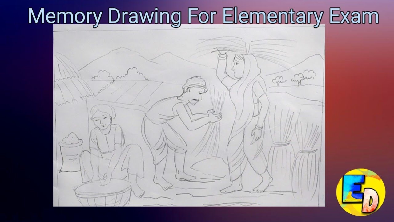Farmer Farming Memory Drawing