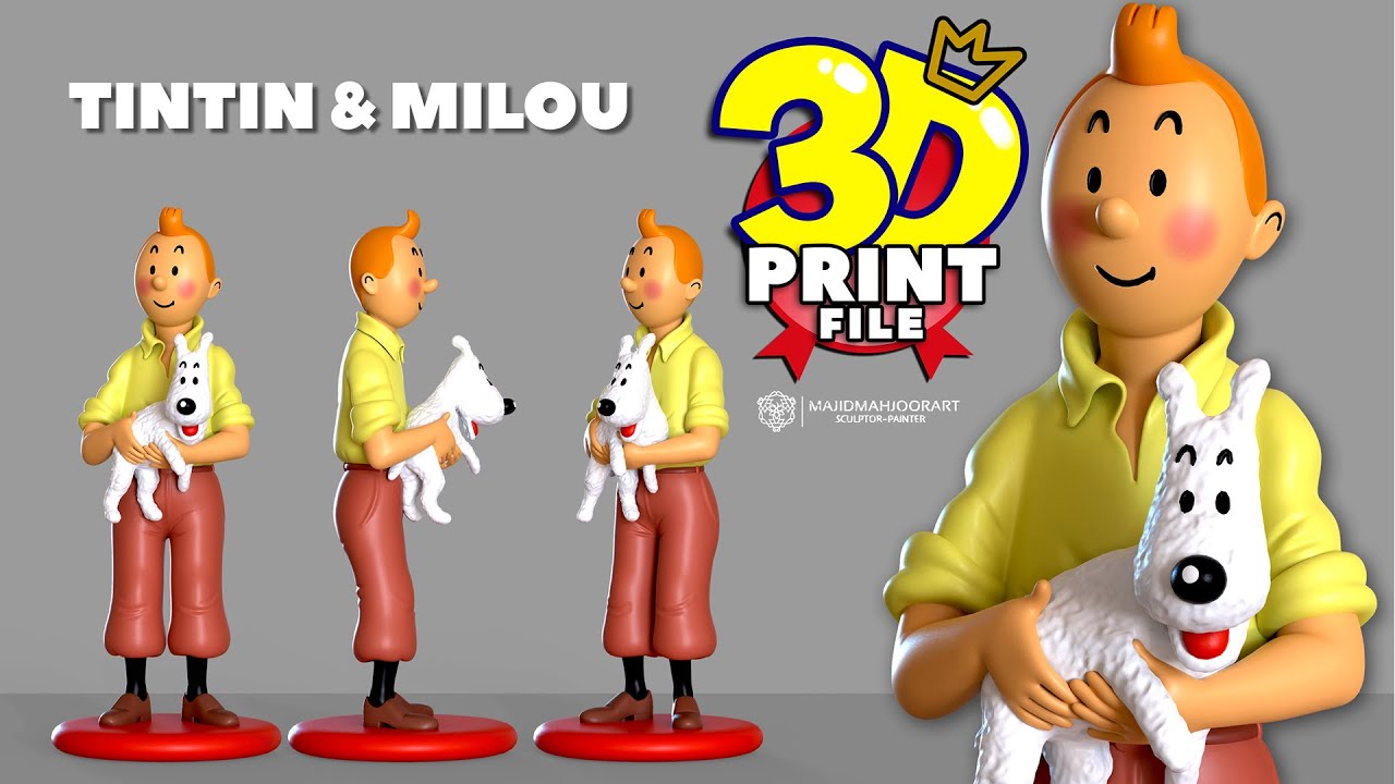 Tintin And Milou 3D Model Ready For 3D Printing - YouTube