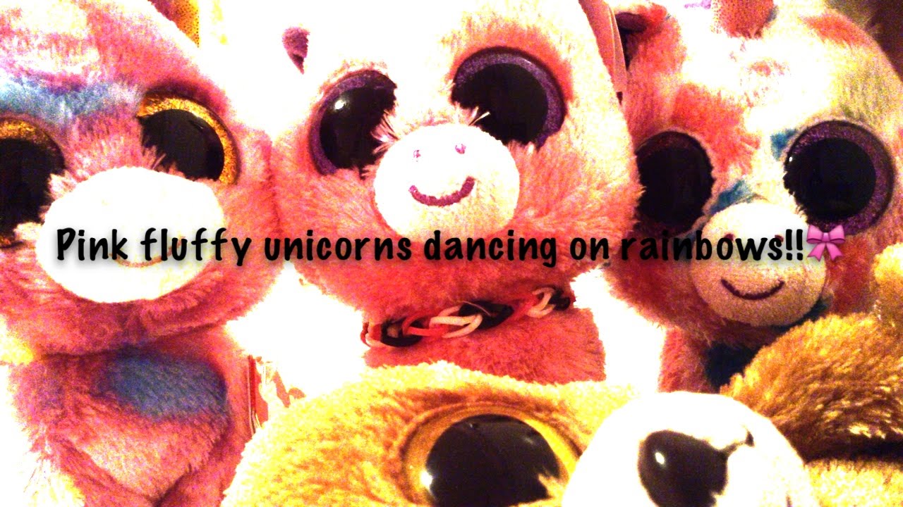 Pink Fluffy Unicorns Dancing On Rainbows Stuffed Animal