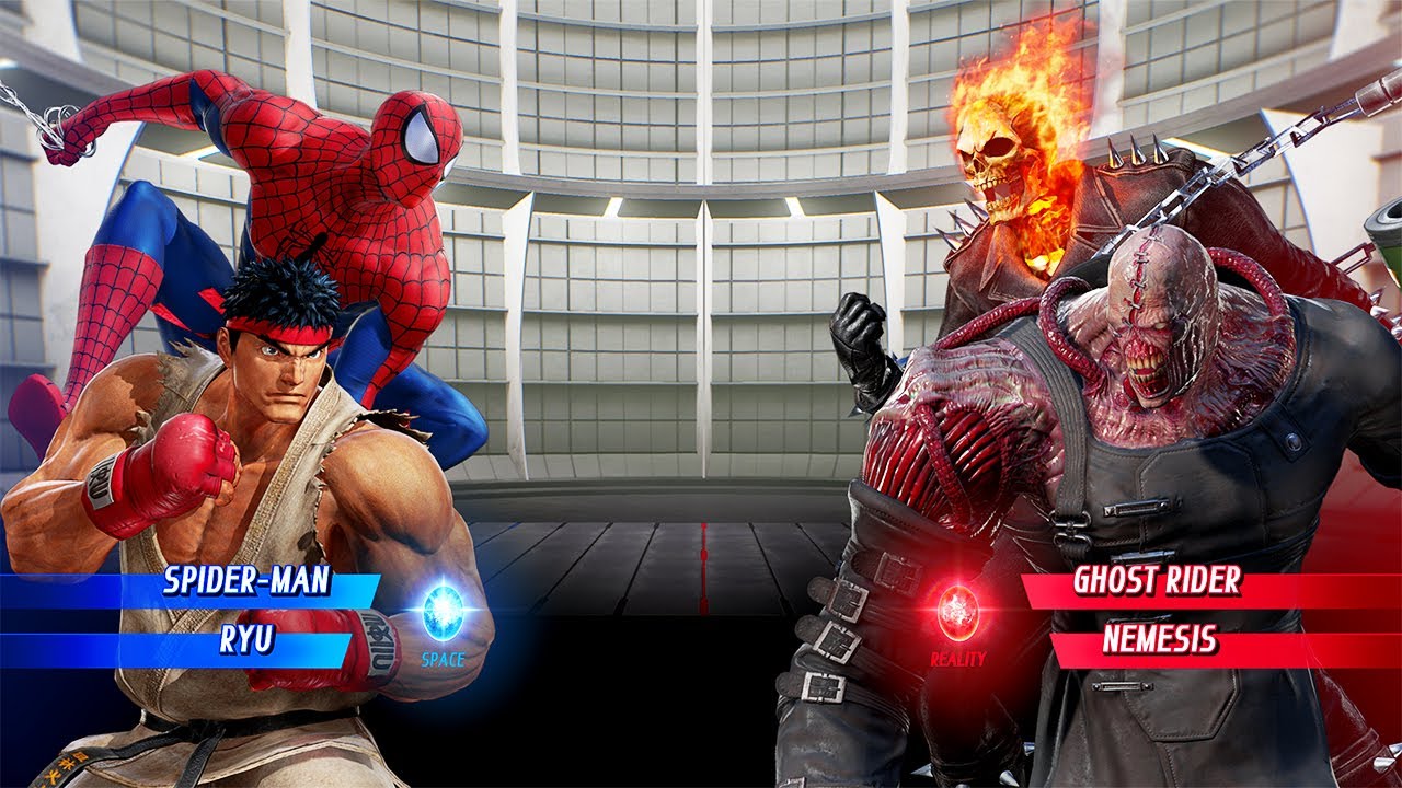 Ryu & Spider-Man vs Nemesis & Ghost Rider (Hardest AI) - Marvel vs ...