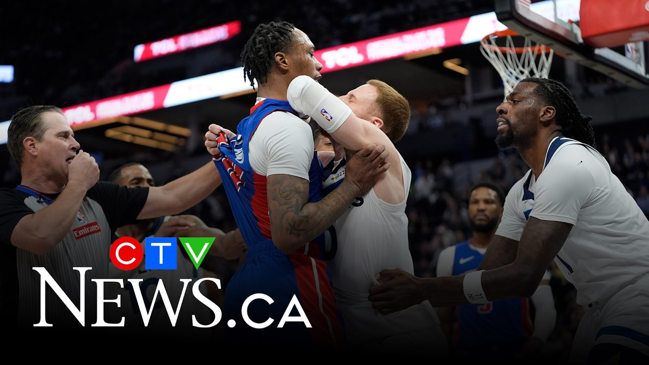 On-court brawl breaks out among NBA players in Minnesota - YouTube