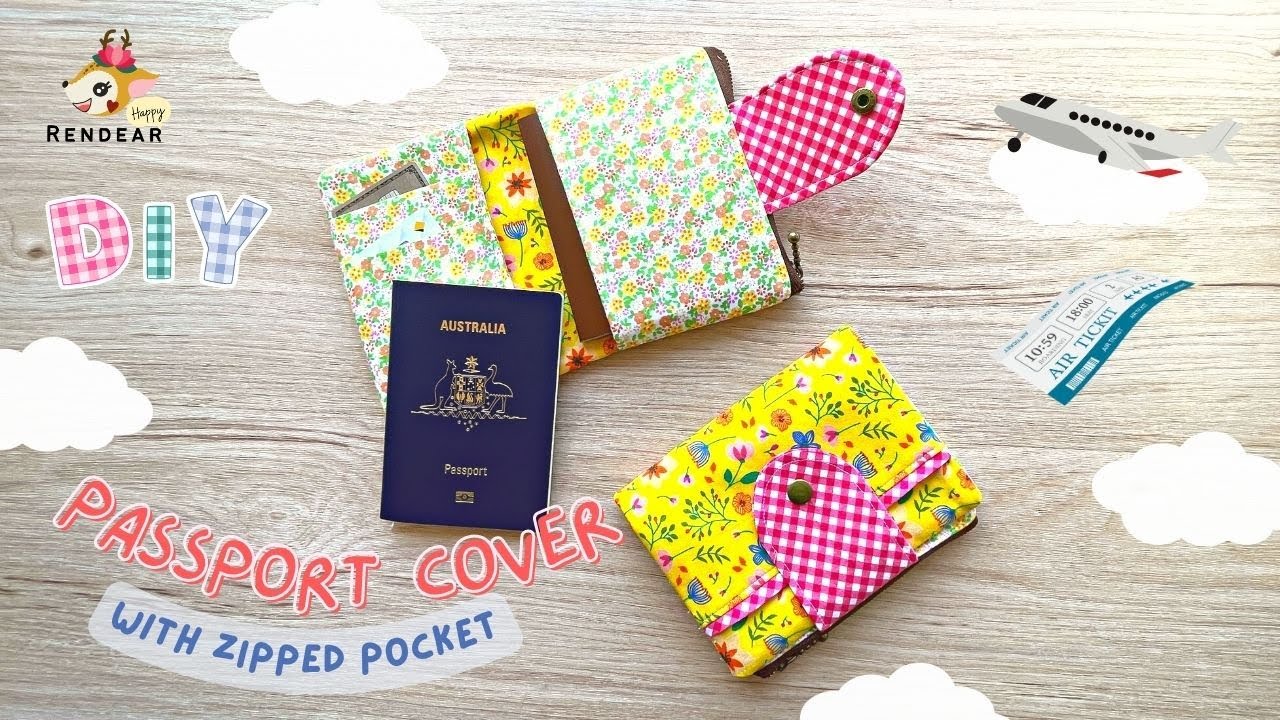DIY Passport cover with 2 Passport pockets and 2 card slots| Free ...