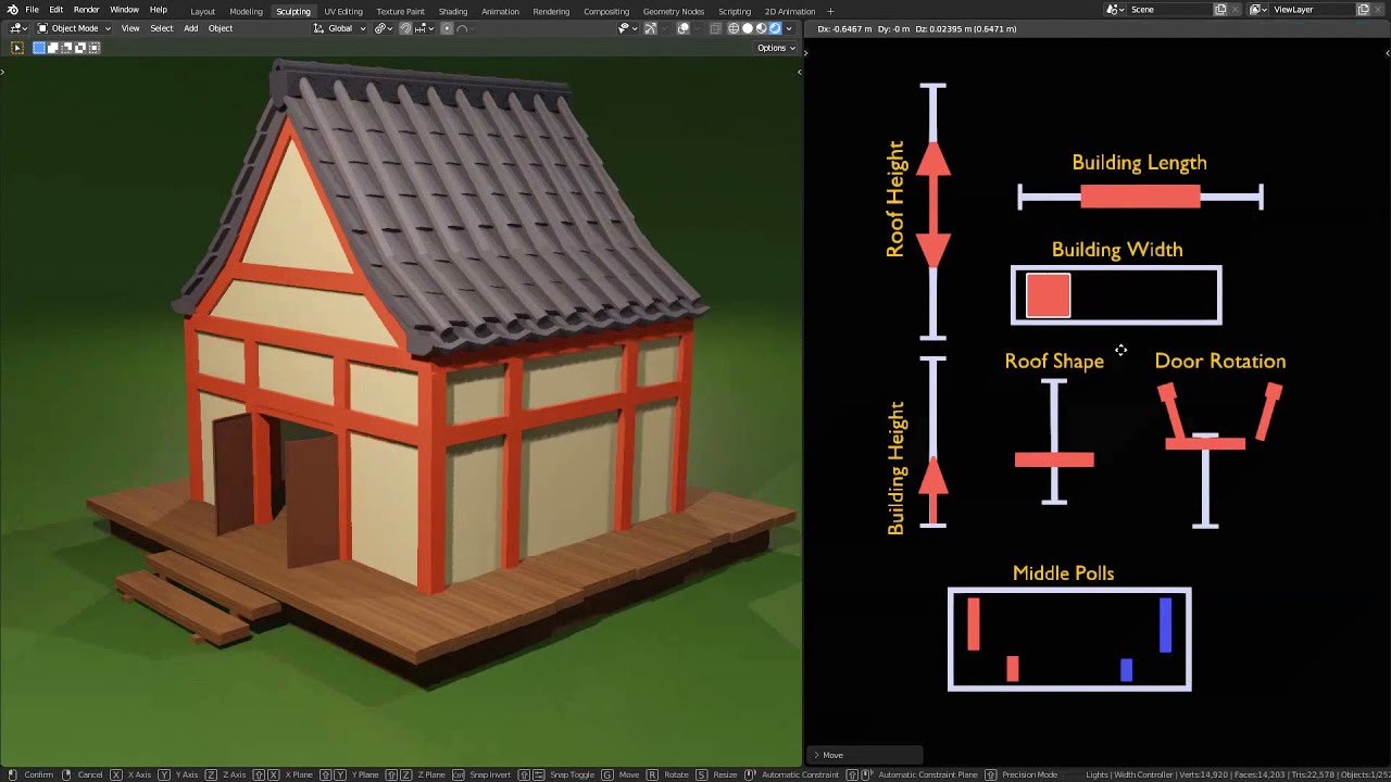 Procedural Japanese Building Made Using Geometry Nodes - YouTube