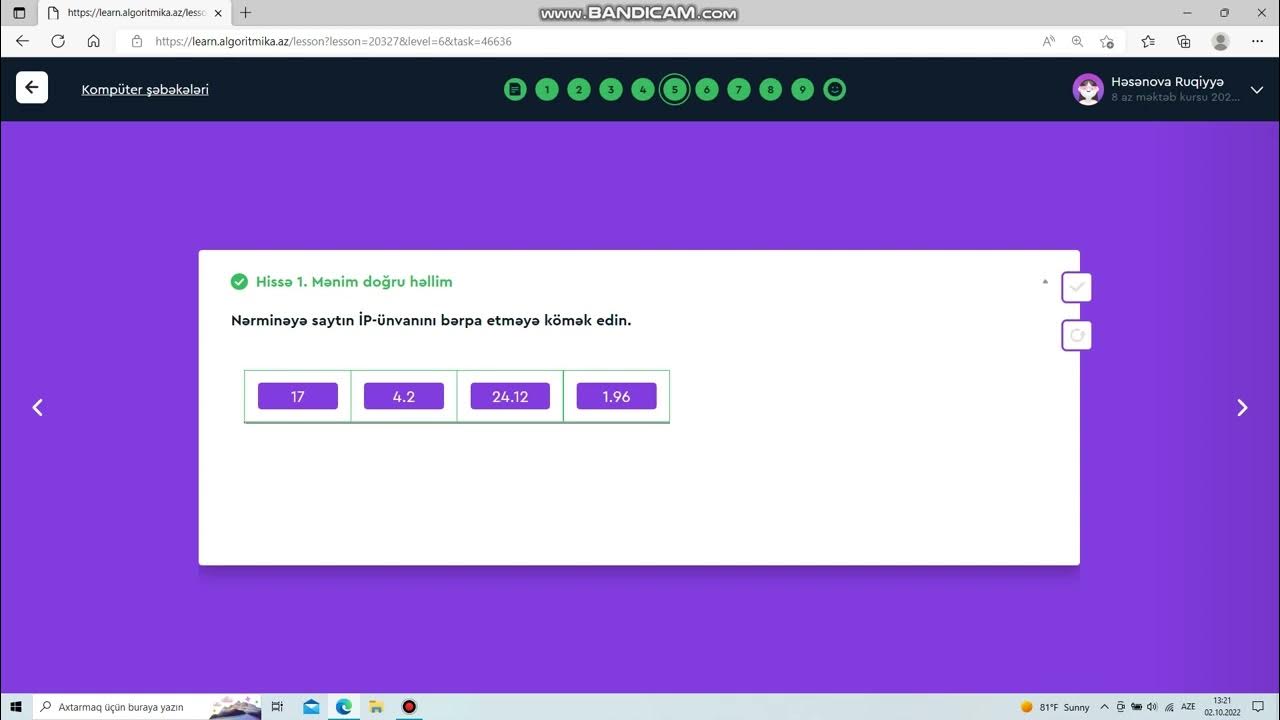 8ci sinif Mars Alqoritmika modul 1 ders 4+ - YouTube