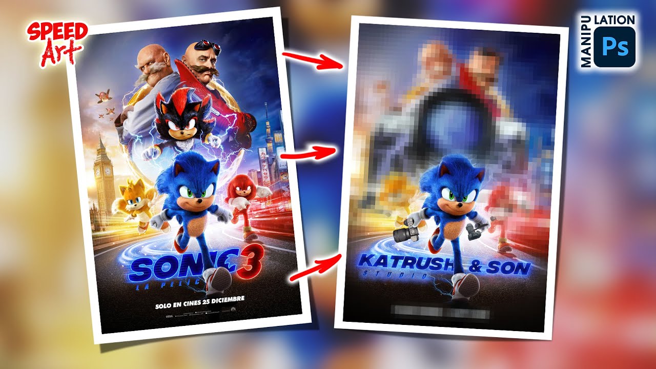 [SpeedArt] Editing SONIC 3 poster in Photoshop. - YouTube