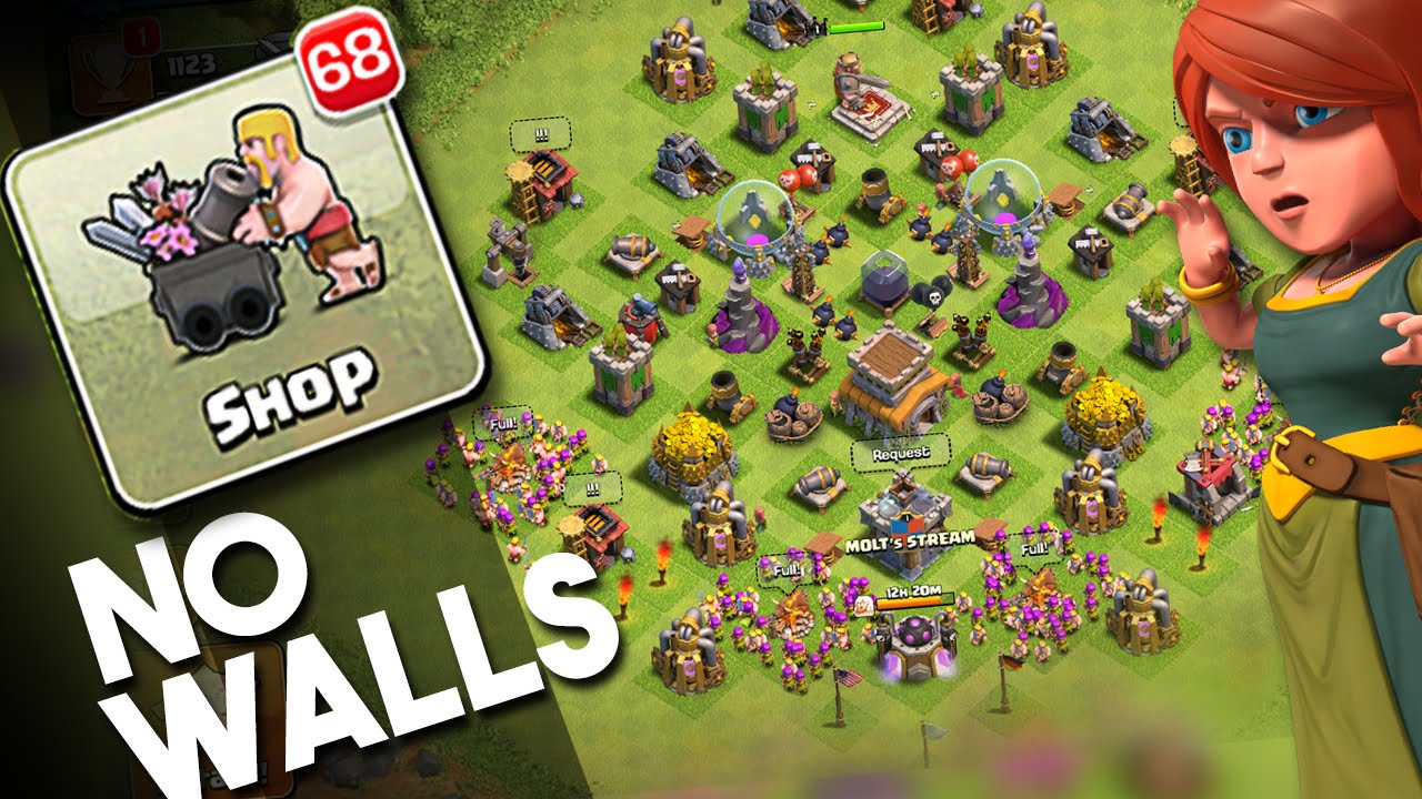 TH8 NO WALLS - Clash of Clans - UPGRADING TH8 WITH NO WALLS - YouTube