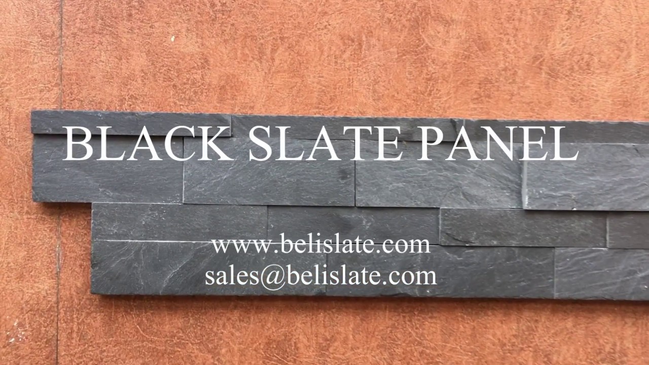 BLACK SLATE PANEL WALL CLADDING NATURAL STONE - BELISLATE - YouTube