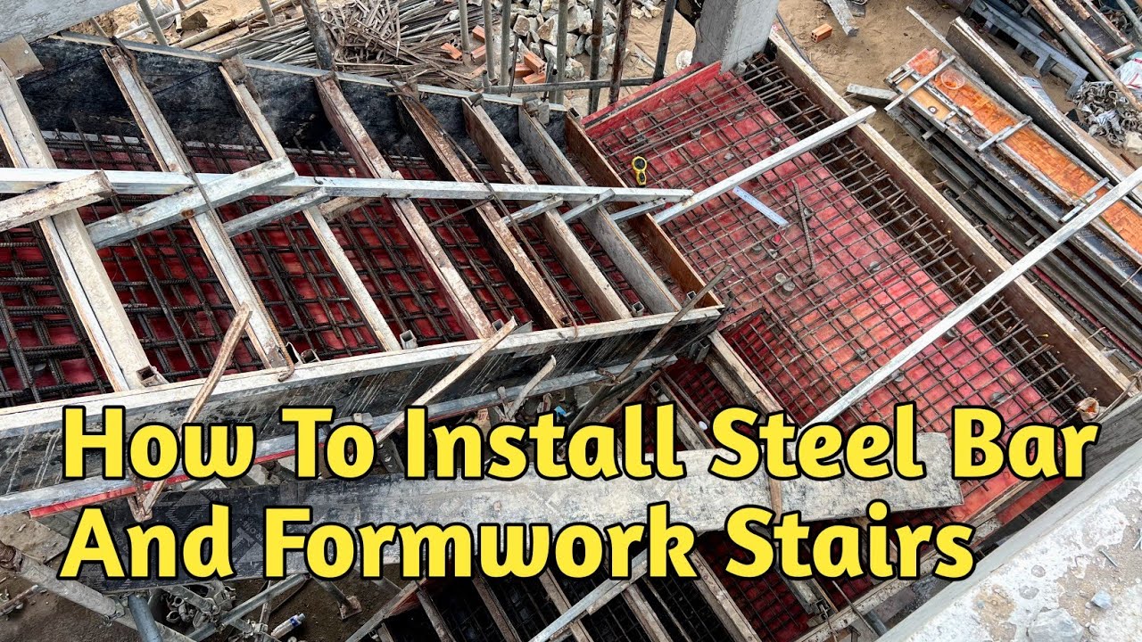 How To Install Steel Bar & Formwork Stairs Inside House| Step By Step ...