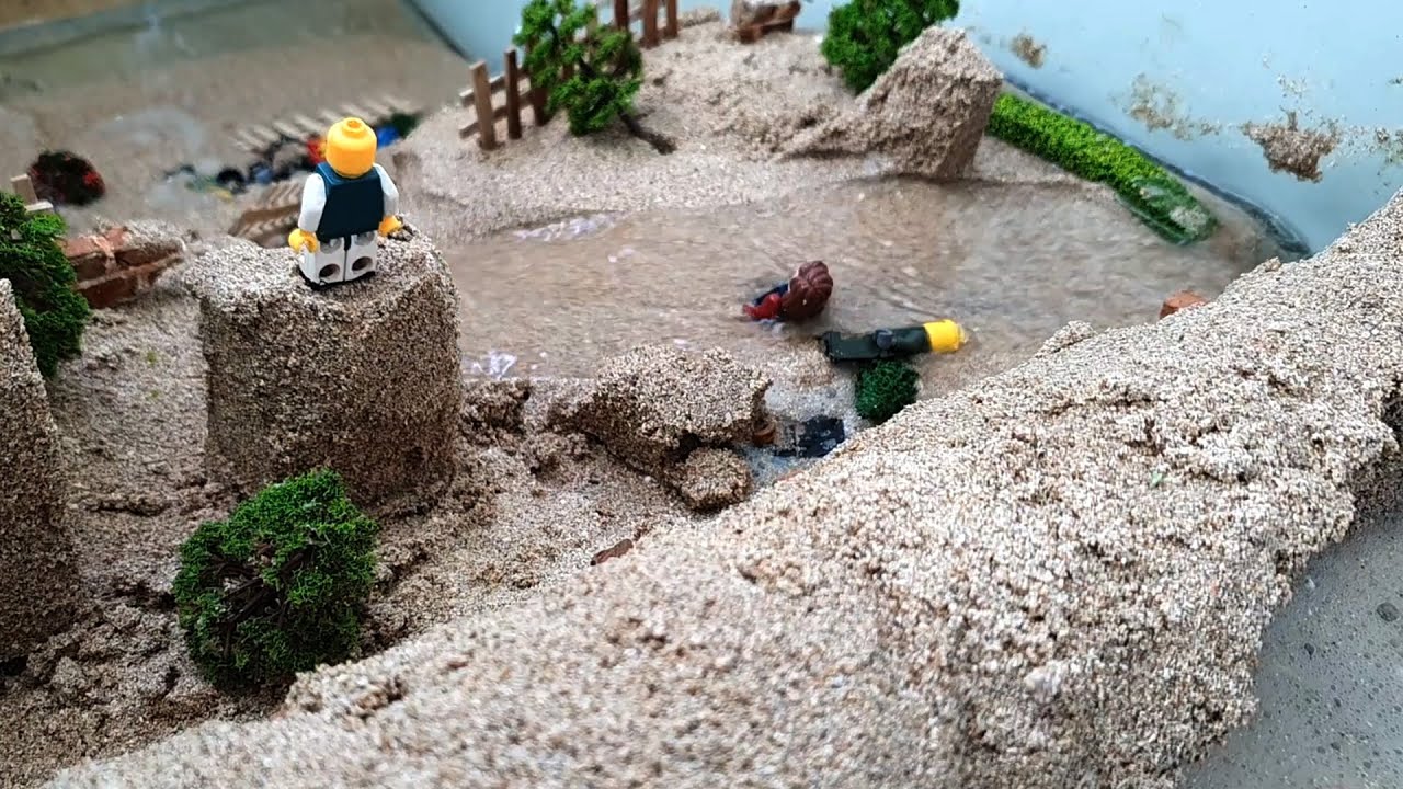 LEGO DAM BREACH AND FLOOD WITH REAL WATER EXPERIMENT #3 - SAND CASTLE ...
