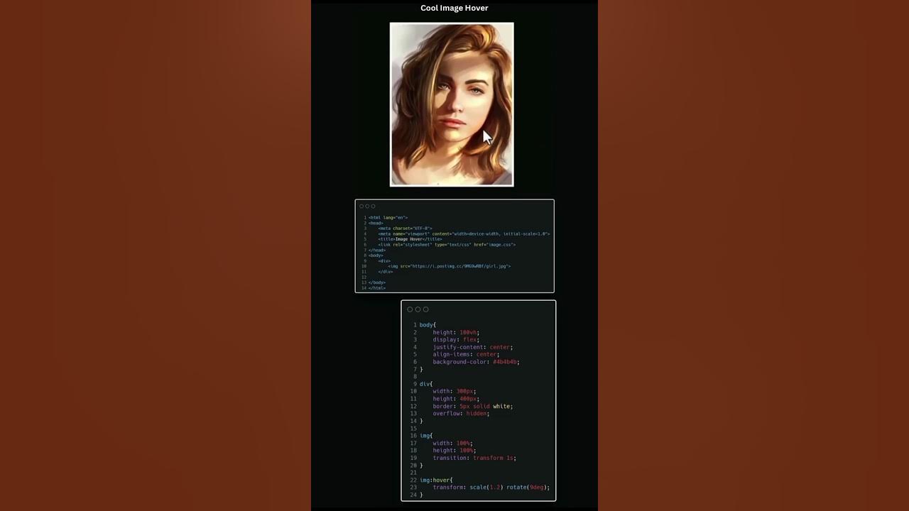 Cool Image Hover 💥 Coder Shorts Shortvideo Bts Webdesign Html Css Coderslife