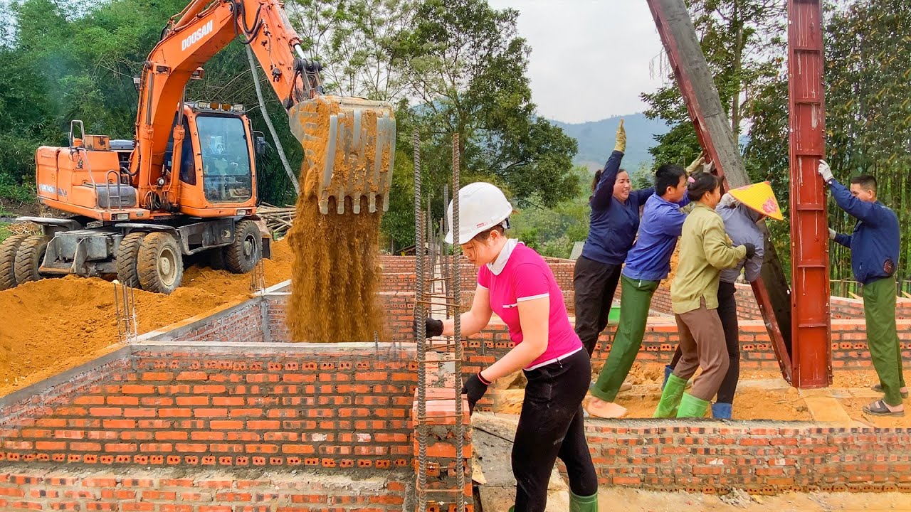Building a $245K House: Build Solid Foundation and Pour Concrete Columns / Hoàng Thị Niệm - YouTube