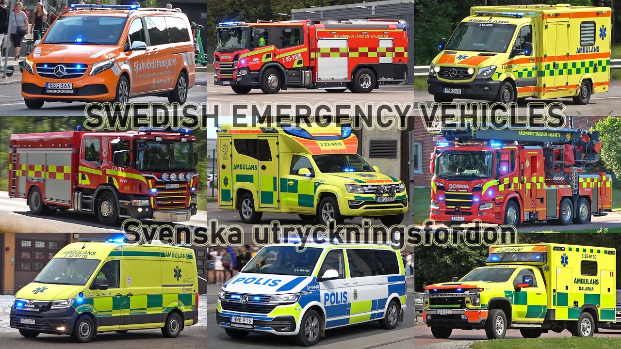 🇸🇪 Swedish Emergency Vehicles responding (Police cars, Fire trucks ...