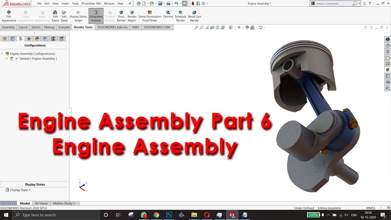 Engine Assembly Part 06 - Complete assembly | SOLIDWORKS 2020 ...