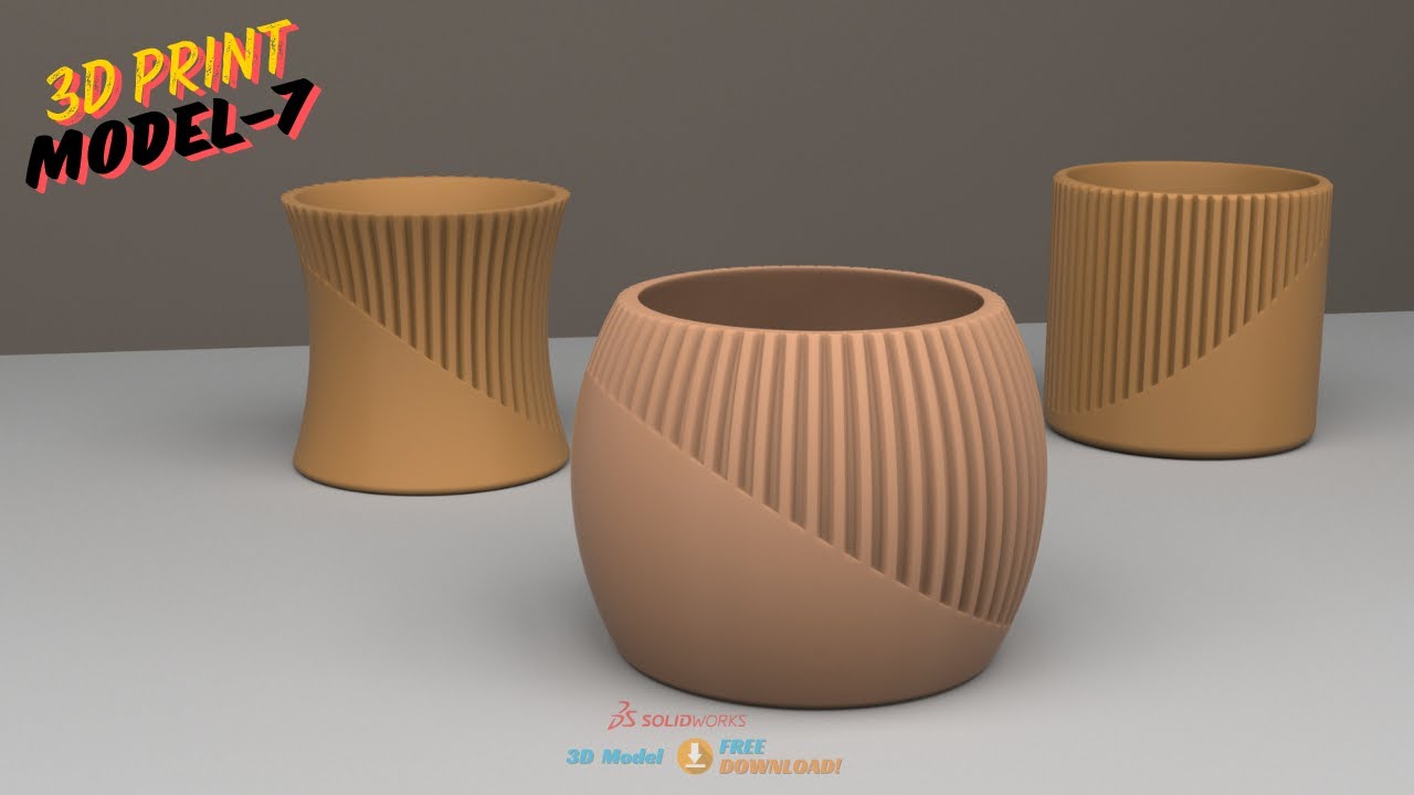 3D-Print Free models | Brown Flower Pots | Solid works | Model-7 - YouTube