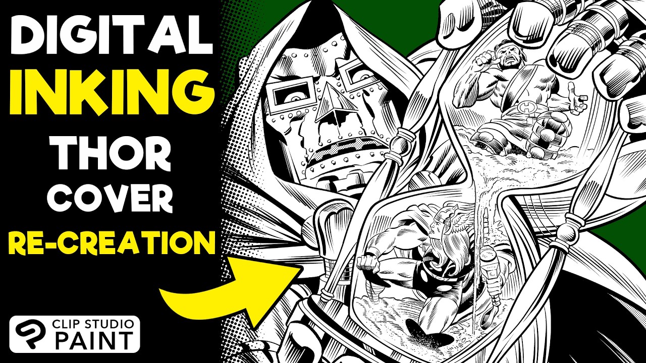 Comic Book Cover Re-Creation Inking featuring Doctor Doom and Thor ...