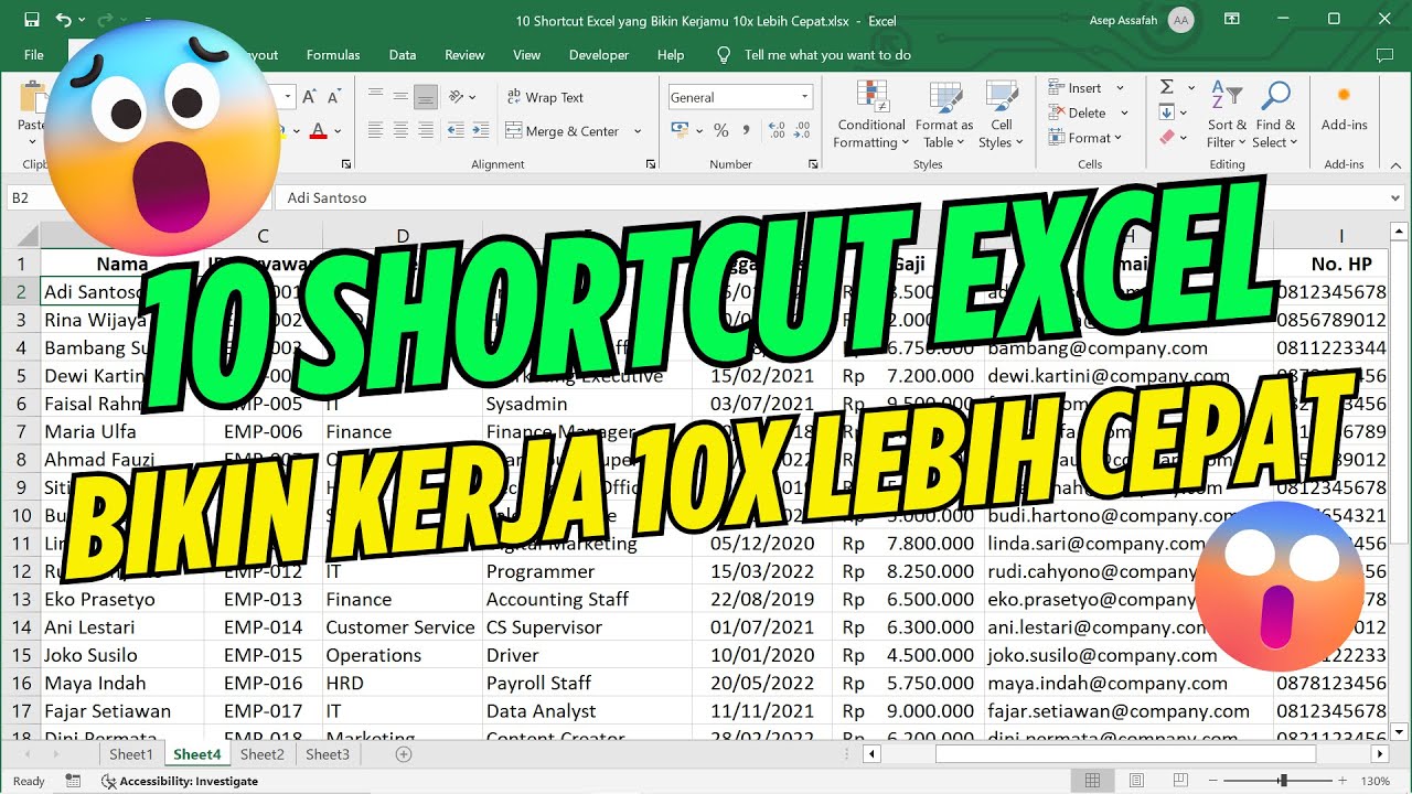 10 Shortcut Excel yang Bisa Bikin Kerjamu 10x Lebih Cepat | Tutorial ...