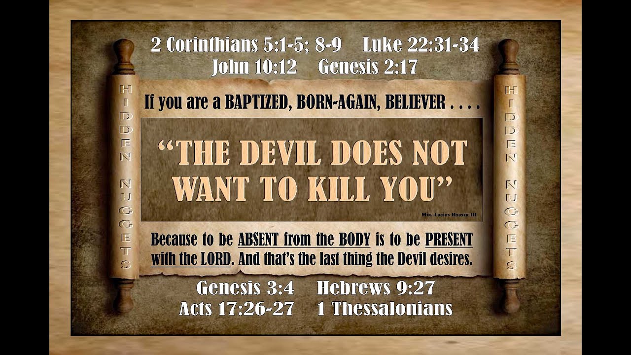 Min. Lucius Rouser III THE DEVIL DOES NOT WANT TO KILL YOU - YouTube