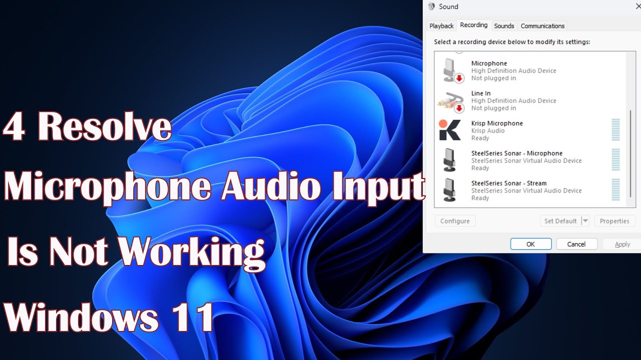 Microphone Audio Input Is Not Working Windows 11 - 4 Resolve - YouTube