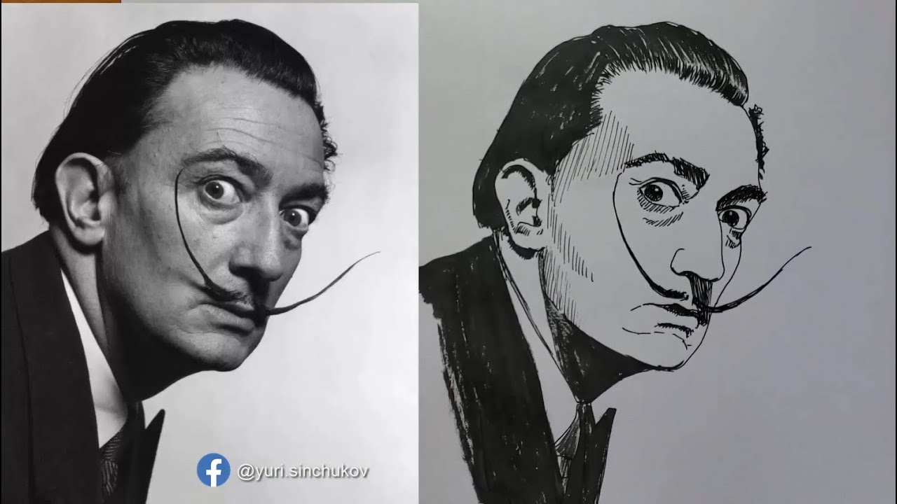 how to draw salvador dali step by step - YouTube
