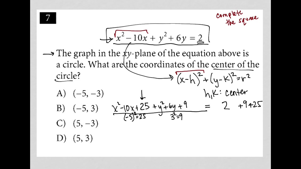 X 2 10x y 2 6y 2 The Graph In The Xy plane Of The Equation Above Is A X 2 10x y 2 6y 2 The Graph In The Xy plane Of The Equation Above Is A
