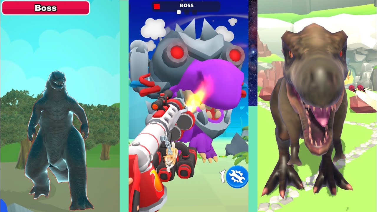 All Dinosaurs Boss Fight - The Godzilla 🦖, Robot T Rex 🐉 And Giant T ...