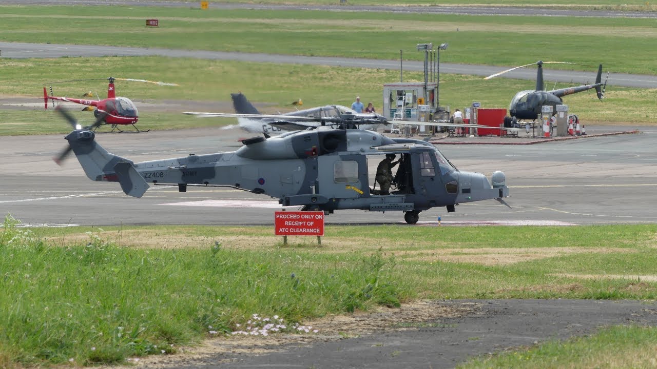 [4K] British Army Wildcat Helicopter Takeoff from Gloucester - YouTube