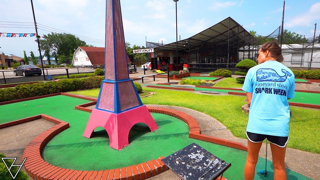 Trying Our Hardest For A Mini Golf Hole In One At This Old School ...
