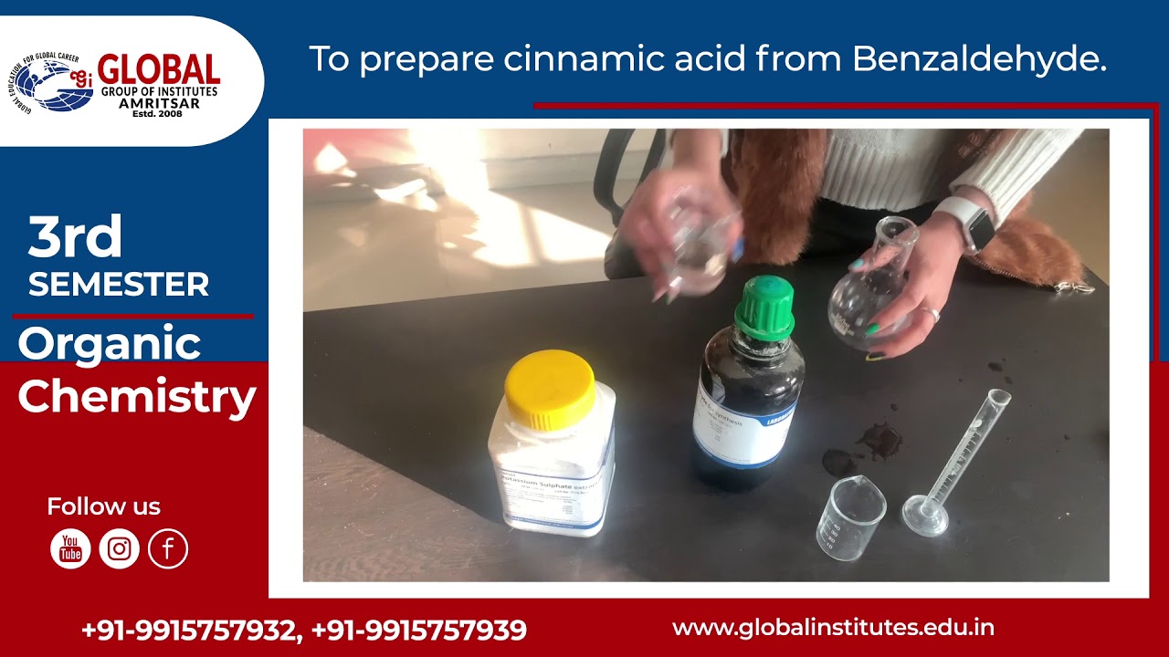 To prepare cinnamic acid from Benzaldehyde. - YouTube