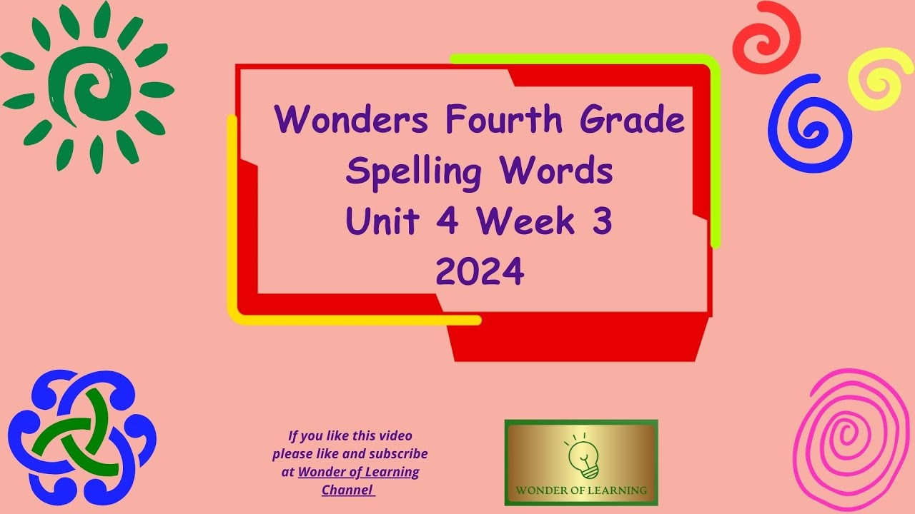 Wonders~ Fourth Grade ~ Spelling Words ~ Unit 4 Week 3 - YouTube