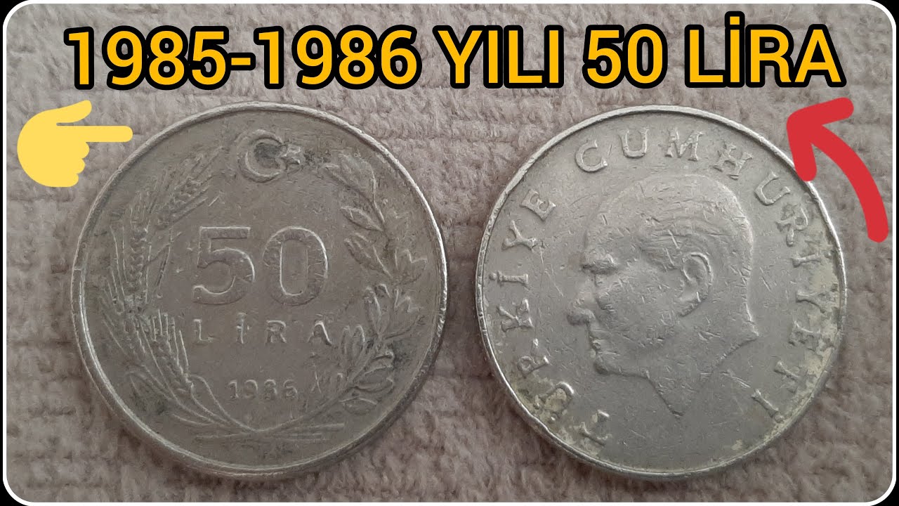 Eski Madeni 50 Lira 1985-1986 Yıllarına Ait Kullanılan Türk Lirası ...