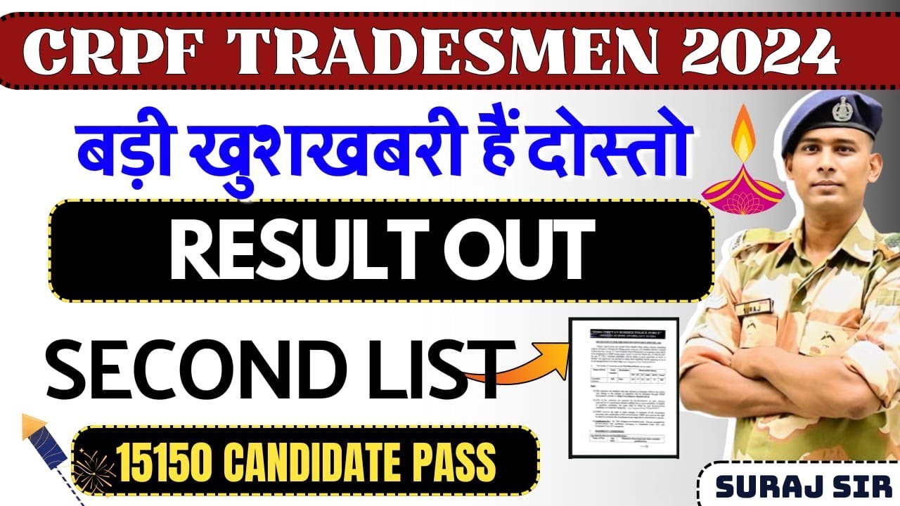 SECOND Result OUT 📢 CRPF CONSTABLE TRADESMEN TECHNICAL FINAL RESULT ...