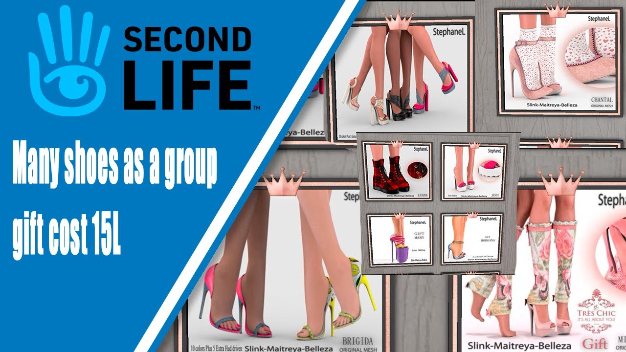 Second life a lot of group gift shoes - YouTube