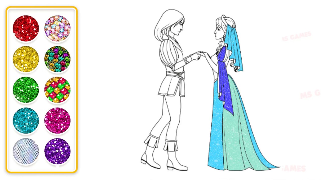 Princess coloring book glitter for girls - YouTube