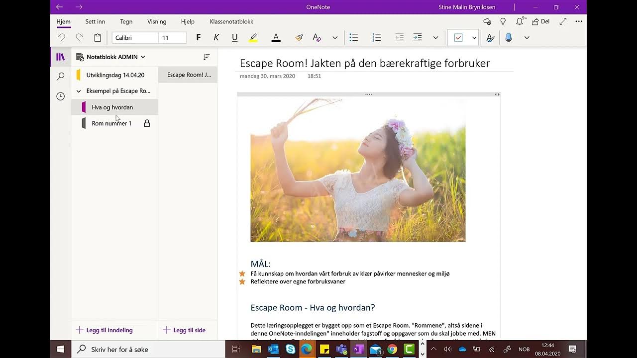 Hvordan bygge læringsinnhold i OneNote? Eksempel 3: Escape Room - YouTube