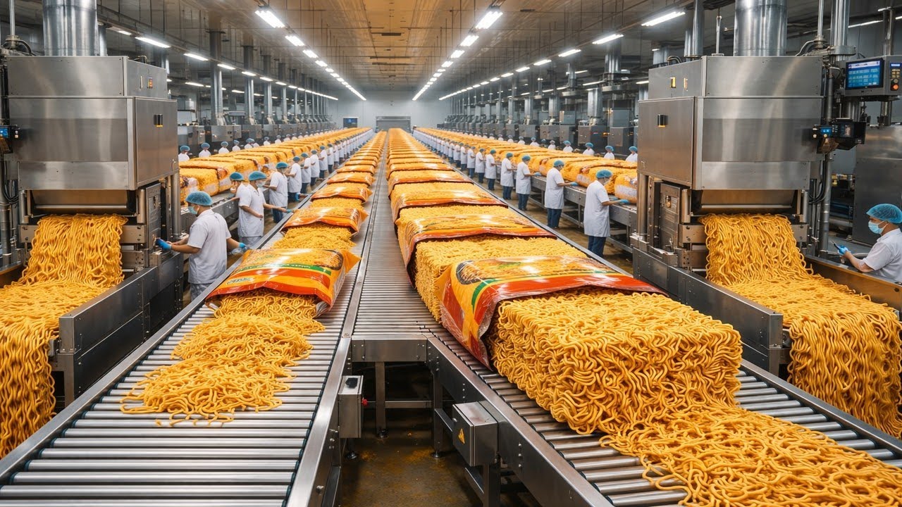 Inside a Mega Instant Noodles Factory | Mass Production Revealed - YouTube