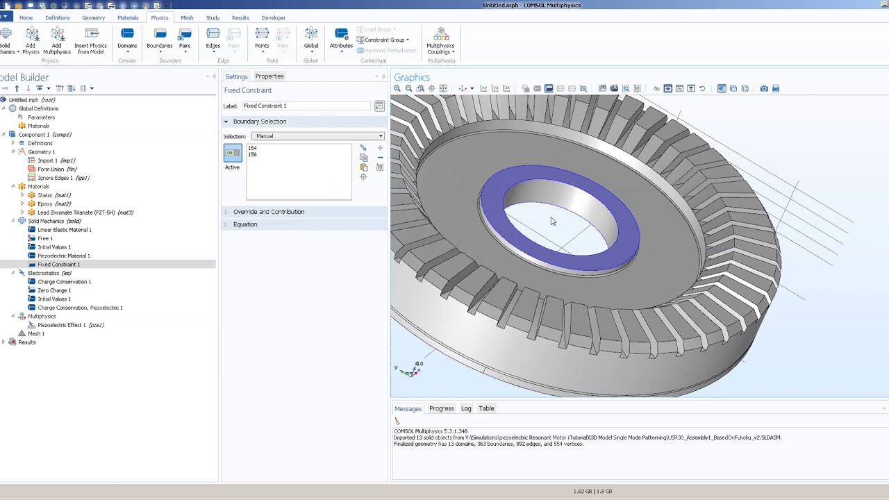 Simulating a Resonant Piezo Motor Stator in COMSOL Tutorial - YouTube