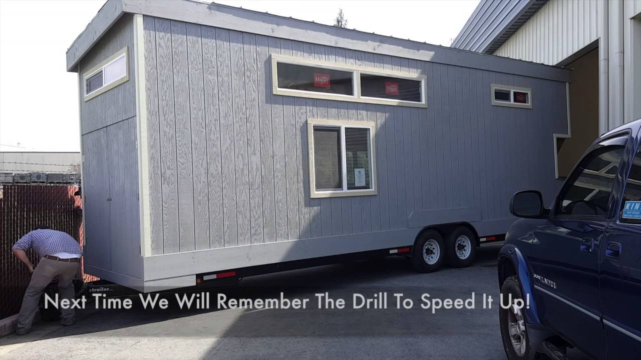 Moving a 28ft Tiny House Using The Trailer Valet XL - YouTube