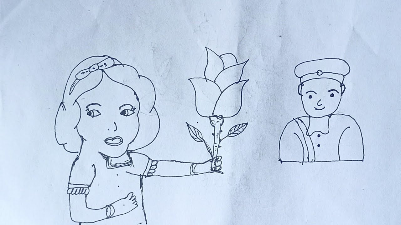 How to draw Rose girl and postman Easy Drawing \\ Satp by Satp Drawing ...