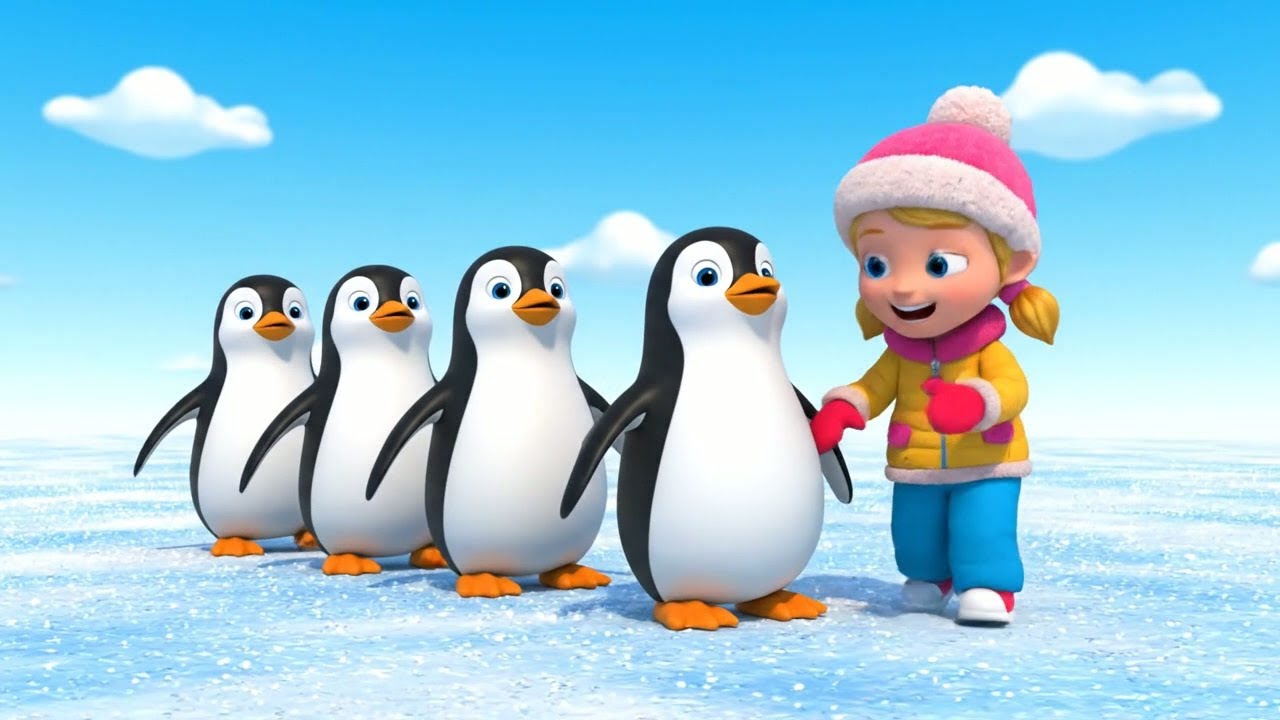 Five Little Penguins Slide Together 🐧 ️ | 3D Animated Nursery Rhyme for ...