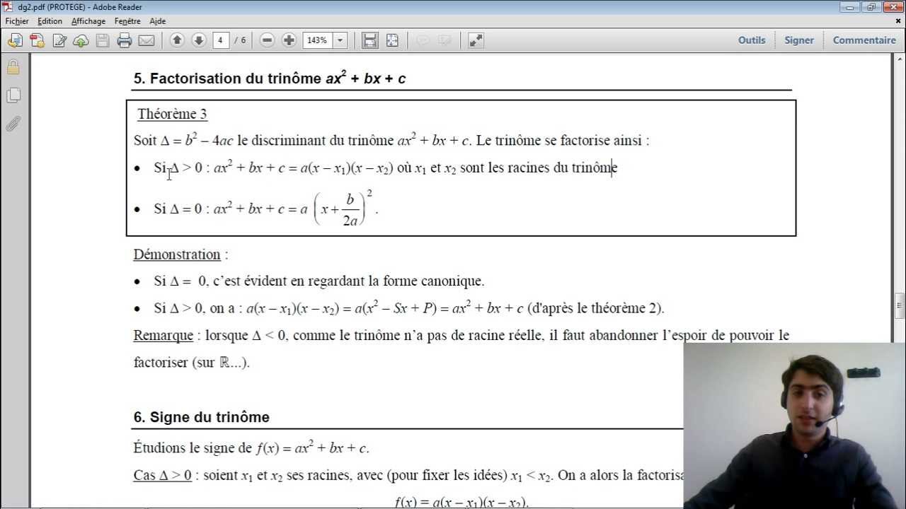Equations du 2nd Degré (5/7) - Factorisation du Trinôme - Maths ...