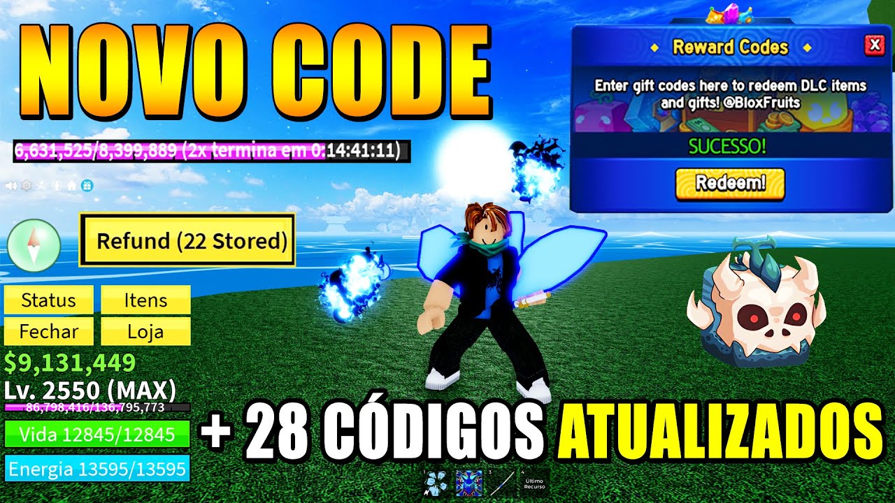 NOVOS CÓDIGOS + 28 CÓDIGOS DE 2X XP BELI E RESET DO BLOX FRUITS 2024 ...
