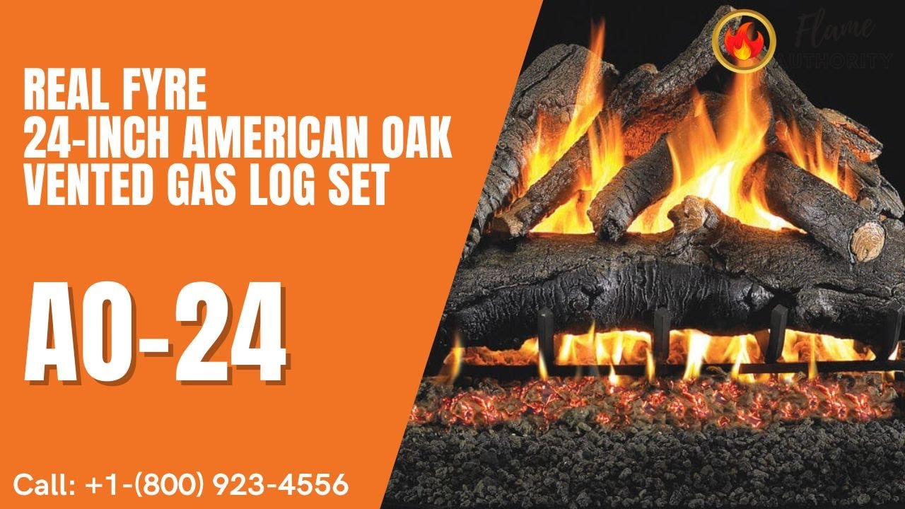 Real Fyre 24-inch American Oak Vented Gas Log Set - AO-24 - YouTube