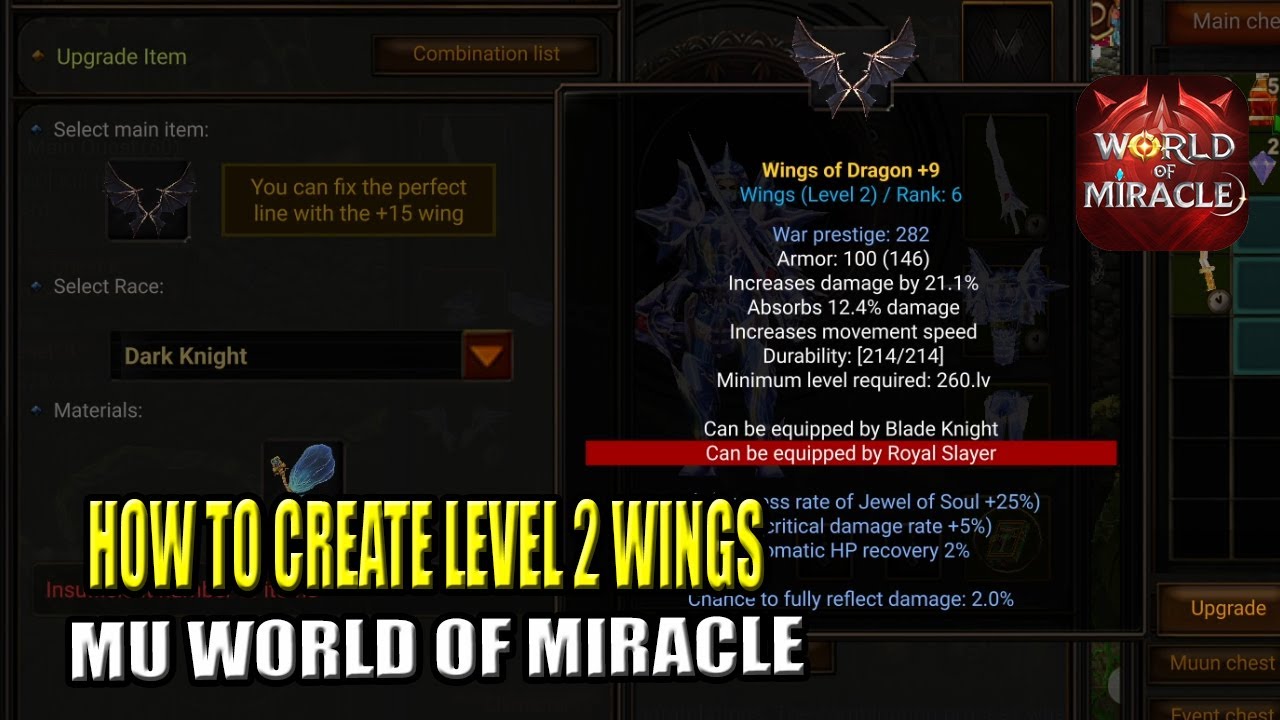 How to create Level 2 Wings (Quick & Easy) - MU World of Miracle ...