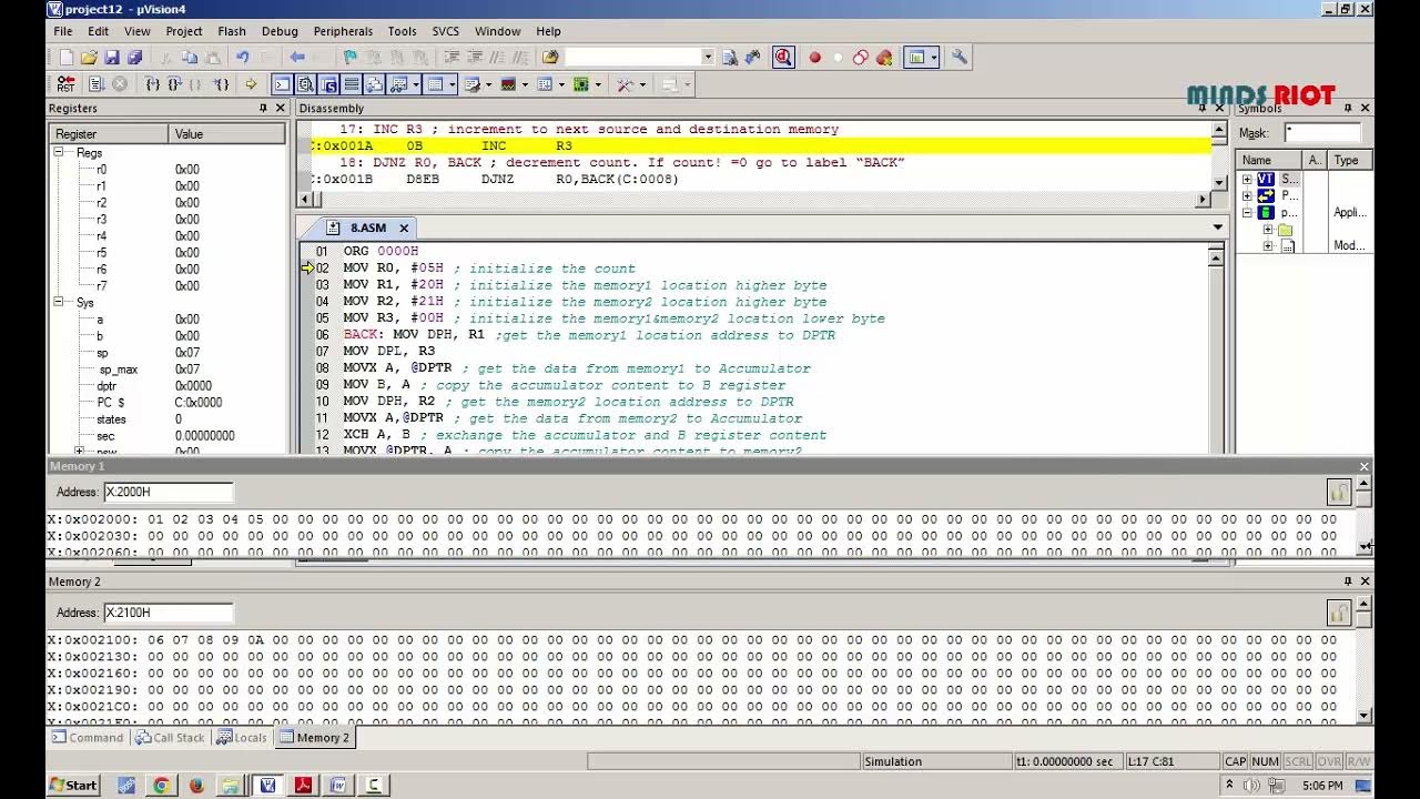 BLOCK TRANSFER EXTERNAL MEMORY 8051 ALP - YouTube